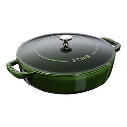 Staub Braisers Br&auml;ter mit Chistera Drop-Structure 24 cm, rund, Basilikum-Gr&uuml;n, Gusseisen