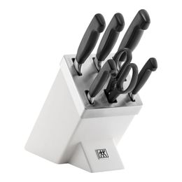 Zwilling VIER STERNE 7-tlg, Selbstsch&auml;rfender Messerblock, Wei&szlig;
