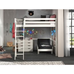 Vipack Hochbett mit Liegefl&auml;che 140 x 200 cm inkl. Sesselbett und Schubladen Kommode versch. Farben