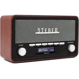 Denver DAB-18 Retro DAB+ Radio mit Bluetooth und Wecker, dunkles Holz
