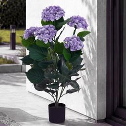 K&uuml;nstliche Hortensie MCW-Q86, Dekopflanze Kunsthortensie Kunstpflanze, Outdoor Polyethylen 64x40x40cm ~ lila