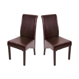 MCW 2er-Set Esszimmerstuhl Cesena ~ Leder, braun, dunkle F&uuml;&szlig;e