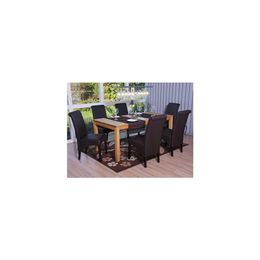 MCW 6er-Set Esszimmerstuhl Cesena ~ Kunstleder matt, braun, dunkle F&uuml;&szlig;e