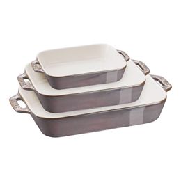 Staub Ceramique Ofenformenset 3-tlg, rechteckig, Antik-Grau, Keramik