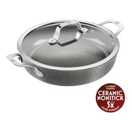 Ballarini Salina Servierpfanne mit Deckel, 28 cm, Aluminium, Titanverst&auml;rkte keramische Antihaftbeschichtung
