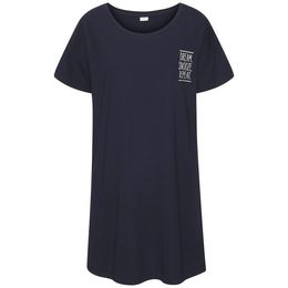 s.Oliver Sleepshirt blau Gr. 48/50 f&uuml;r Damen. Rundhals und Print. Loose Fit. Nachhaltig.