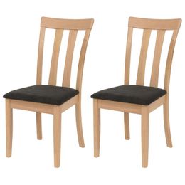 2er-Set Esszimmerstuhl MCW-G46, K&uuml;chenstuhl Stuhl, Stoff/Textil Massiv-Holz ~ naturfarbenes Gestell, schwarz