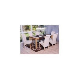 MCW 6er-Set Esszimmerstuhl Cesena ~ Kunstleder matt, creme, helle F&uuml;&szlig;e