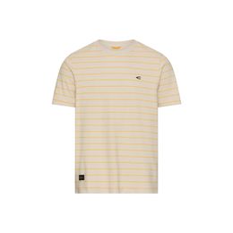 Camel Active Herren Kurzarmshirt, beige, Gr. S, gestreift, Jersey, Obermaterial: 100% Baumwolle, Shirts, in Steifen-Optik und mit Rundhals