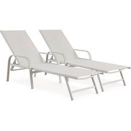 Habitat Garten Sonnenliege, Wei&szlig;, Metall, 59x45x193 cm, Gartenm&ouml;bel, Gartenliegen