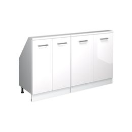 VICCO Dachschr&auml;genschrank-Set, Wei&szlig; Hochglanz, Wei&szlig;, Holzwerkstoff, 2 F&auml;cher, Rechteckig, 140x83.8x46 cm, Wohnzimmer, Kommoden & Sideboards, Kommoden