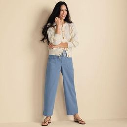 LANDS' END 7/8-Schlupfchinos mit Fischgr&auml;tmuster f&uuml;r Damen, Damen, size: regular, Blau, Elasthan/Baumwoll-Mischung, by Lands' End