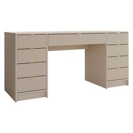 Mirjan24 Schreibtisch, Sand, Holzwerkstoff, 9 Schubladen, Rechteckig,Rechteckig, 154x76x55 cm, Arbeitszimmer, Schreibtische, B&uuml;rotische