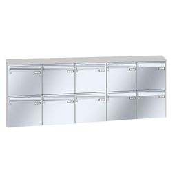 LEABOX 10er Aufputzbriefkastenanlage in V2A Edelstahl - LEA20