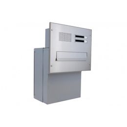 Edelstahl Mauerdurchwurf Briefkasten mit Busch-Jaeger Sprechanlage in anthrazit - T: 18-27 cm - F-046