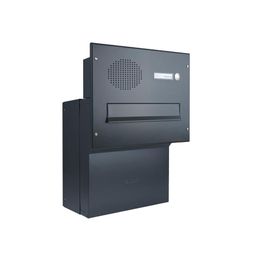 Schmaler Mauerdurchwurf Briefkasten mit Sprechsieb in RAL 7016 - T: 18-27 cm - F-046