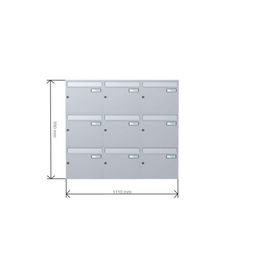 A-015 9er Edelstahl V2A Wandbriefkastenanlage Aufputz