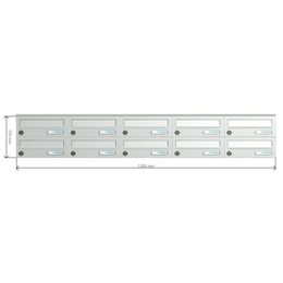 B-016 10er Edelstahl V2A Wandbriefkastenanlage Aufputz
