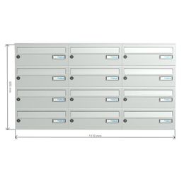 B-015 12er Edelstahl V2A Wandbriefkastenanlage Aufputz