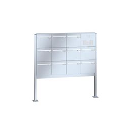 LEABOX 11er freistehende Briefkastenanlage mit Sprechfeld in V2A...