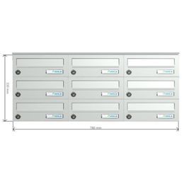 B-016 9er Edelstahl V2A Wandbriefkastenanlage Aufputz