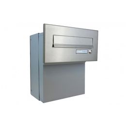 Edelstahl Mauerdurchwurf Briefkasten mit Klingel - T: 18-27 cm - F-046