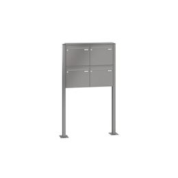 LEABOX 4er freistehende Briefkastenanlage in RAL 9007 (Fu&szlig;platten)...