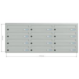 B-017 12er Edelstahl V2A Briefkastenanlage Unterputz