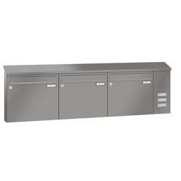 LEABOX 3er Aufputzbriefkastenanlage mit Sprechfeld in RAL 9007 - LEA20