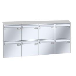 LEABOX 8er Aufputzbriefkastenanlage in V2A Edelstahl - LEA20