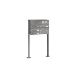 LEABOX 5er freistehende waagerechte Briefkastenanlage mit Sprechfeld in RAL 9007 (Fu&szlig;platten) - LEA3