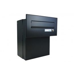 Mauerdurchwurf Briefkasten in RAL 9005 mit Klingel - T: 18-27 cm -...