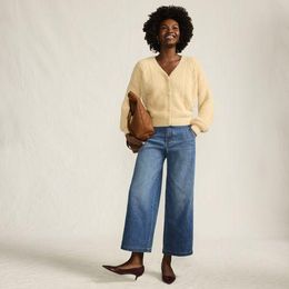 LANDS' END Kn&ouml;chellange Mid Waist Jeans mit weitem Bein in Petite-Gr&ouml;&szlig;e, Damen, size: petite, Blau, Baumwolle/Elasthan/Polyester, by Lands' End