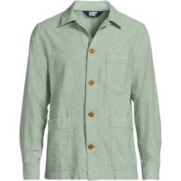 LANDS' END Hemdjacke aus Leinenmix, Herren,  Gr&uuml;n, Baumwolle/Leinen, by Lands' End