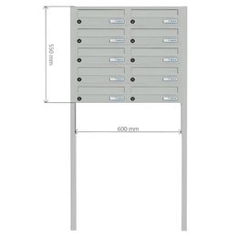B-01 10er Freistehende Edelstahl V2A Briefkastenanlage zum Einbetonieren