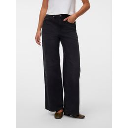 V&eacute;ro Moda VERO MODA Damen Weite Jeans "VMOLIVIA STRETCH HR WIDE JNS LI1101 NOOS"schwarz denim, Gr. XL, unifarben, Denim/Jeans, Obermaterial: 69% Baumwolle, 27%