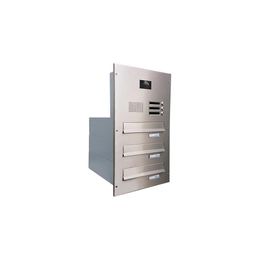 3er Edelstahl Kamera Durchwurf Briefkastenanlage mit Videostation...