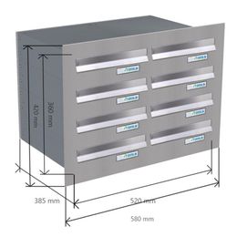 8er Edelstahl V2A Durchwurfbriefkastenanlage - B-0469
