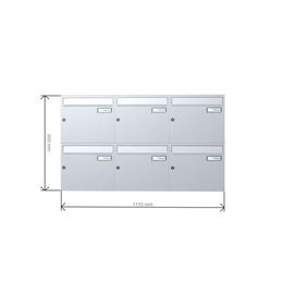 A-015 6er Edelstahl V2A Wandbriefkastenanlage Aufputz