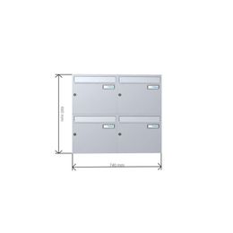 A-015 4er Edelstahl V2A Wandbriefkastenanlage Aufputz
