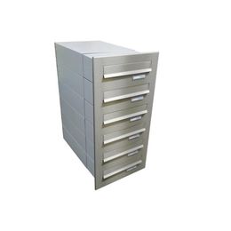 6er Edelstahl Mauerdurchwurf Briefkastenanlage - T: 39-62 cm- B-042