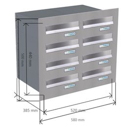 8er Edelstahl V2A Durchwurfbriefkastenanlage - B-046