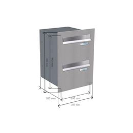 2er XXL Edelstahl Mauerdurchwurf Briefkastenanlage - B-24