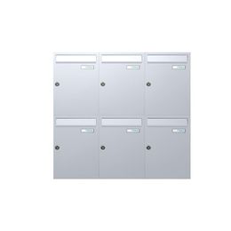 C-01 6er Edelstahl V2A Wandbriefkastenanlage Aufputz