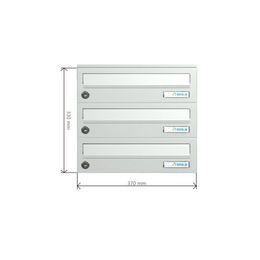 B-017 3er Edelstahl V2A Wandbriefkastenanlage Aufputz