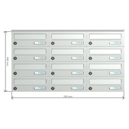 B-016 12er Edelstahl V2A Wandbriefkastenanlage Aufputz