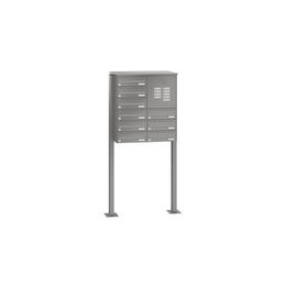 LEABOX 9er freistehende waagerechte Briefkastenanlage mit Sprechfeld in RAL 9007 (Fu&szlig;platten) - LEA3