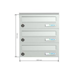 B-01 3er Edelstahl V2A Wandbriefkastenanlage Aufputz