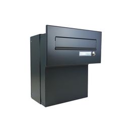 Mauerdurchwurf Briefkasten in RAL 7016 mit Klingel - T: 18-27 cm - F-046