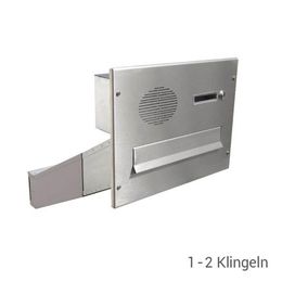 Edelstahl Mauerdurchwurf Briefkasten mit Sprechsieb - T: 33-50 cm -...
